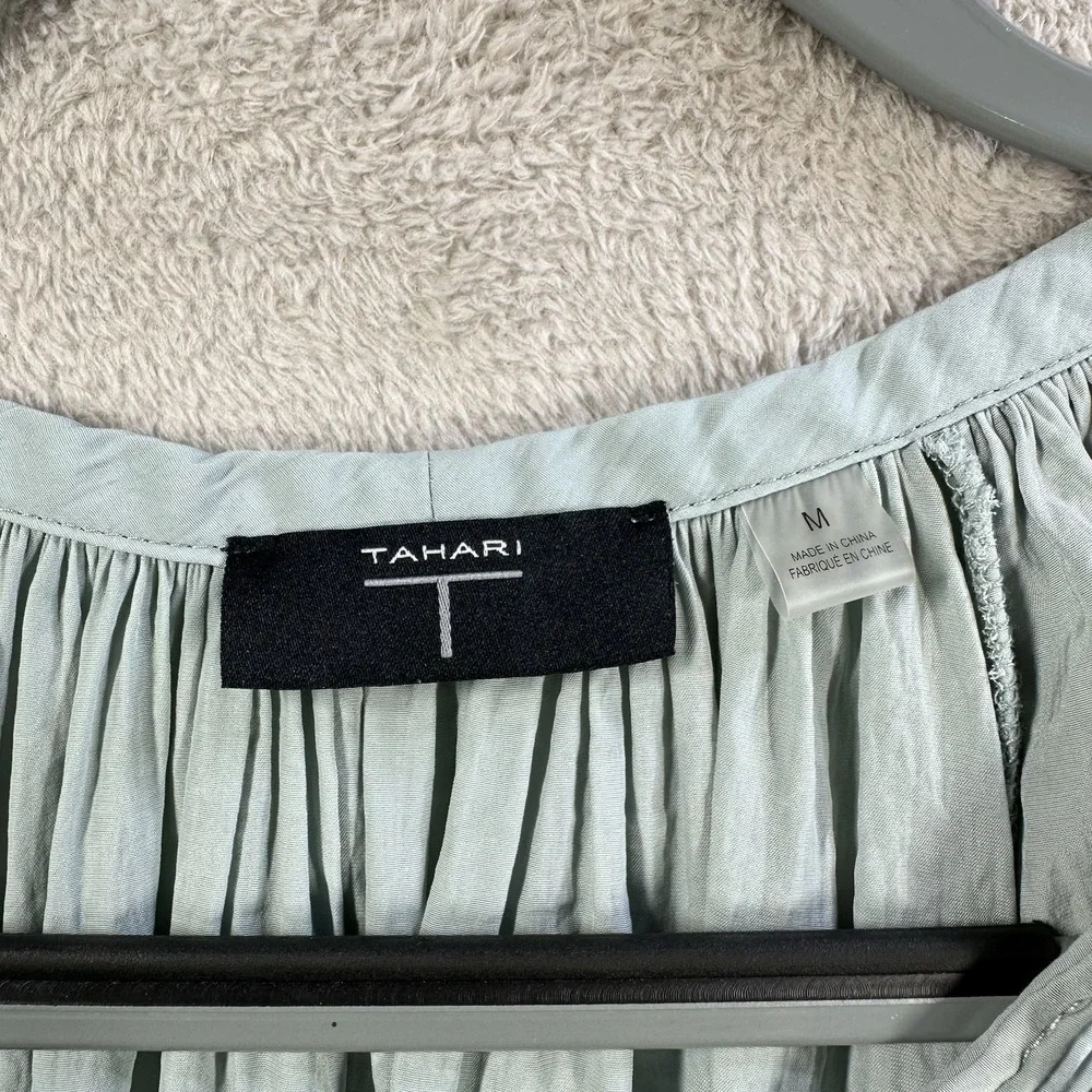 Tahari | Tops | Tahari Peasant Seafoam Green Blouse Sz M Boho Office ...